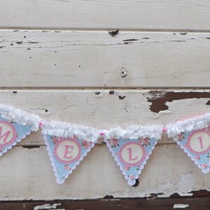 Blue Floral Name Banner with Flowers or Butterflies Baby | Etsy