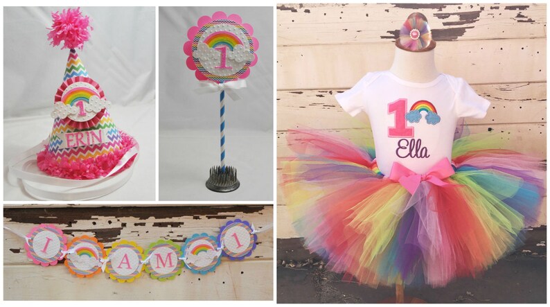 Rainbow Party Package Tutu Outfit and Cake Smash Set 1st - Etsy