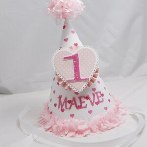 Personalized Valentine Heart Party Hat, 1st First Birthday Baby Toddler ...
