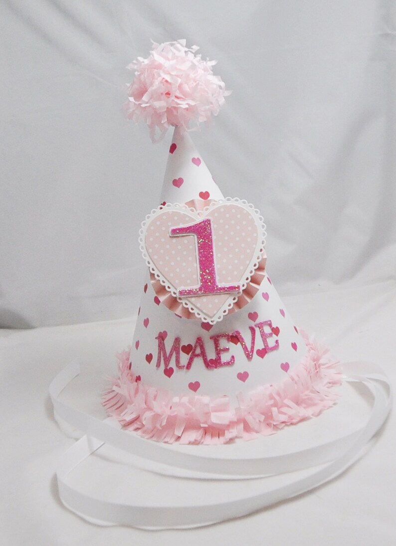 Personalized Valentine Heart Party Hat 1st First Birthday | Etsy