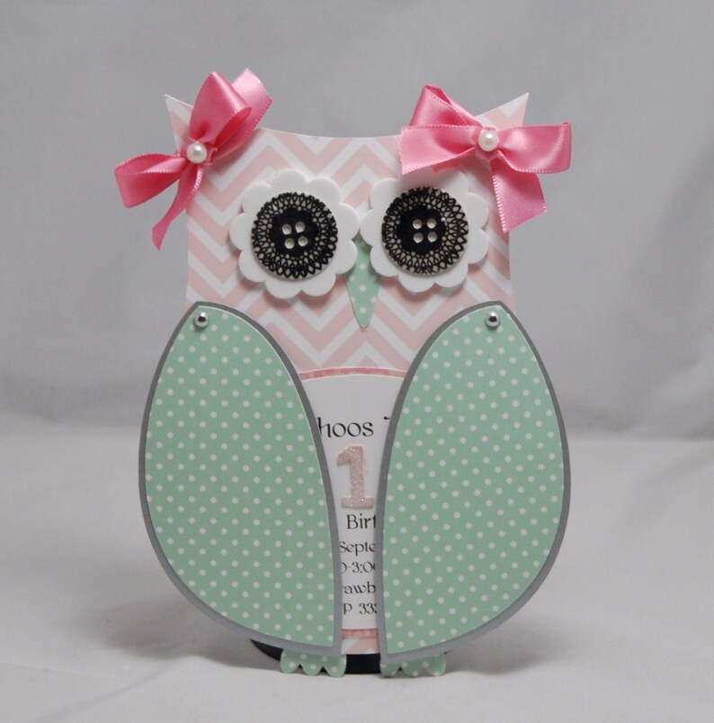 Handmade Owl Shaped Invitations, Set of 6, Look Who's Turning One,1st ...