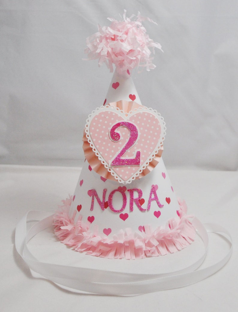 Personalized Valentine Heart Party Hat 1st First Birthday | Etsy