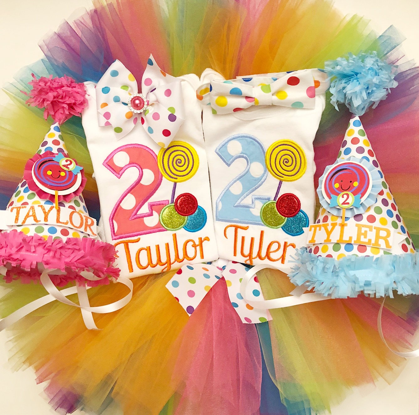 Candyland Boy Girl Twins 1st Birthday Party Package, Tutu, Personalized ...