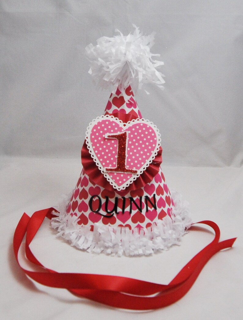 Personalized Valentine Heart Party Hat 1st First Birthday - Etsy