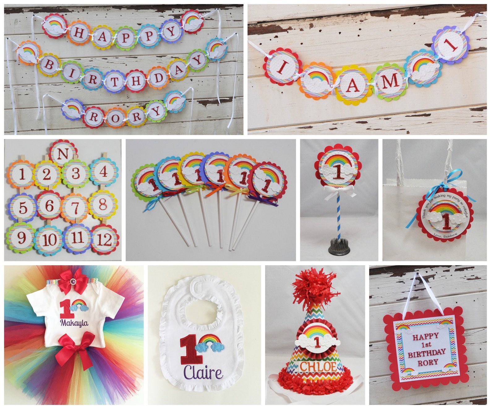 Rainbow Party Package First 1st Birthday Baby Girl or Boy | Etsy