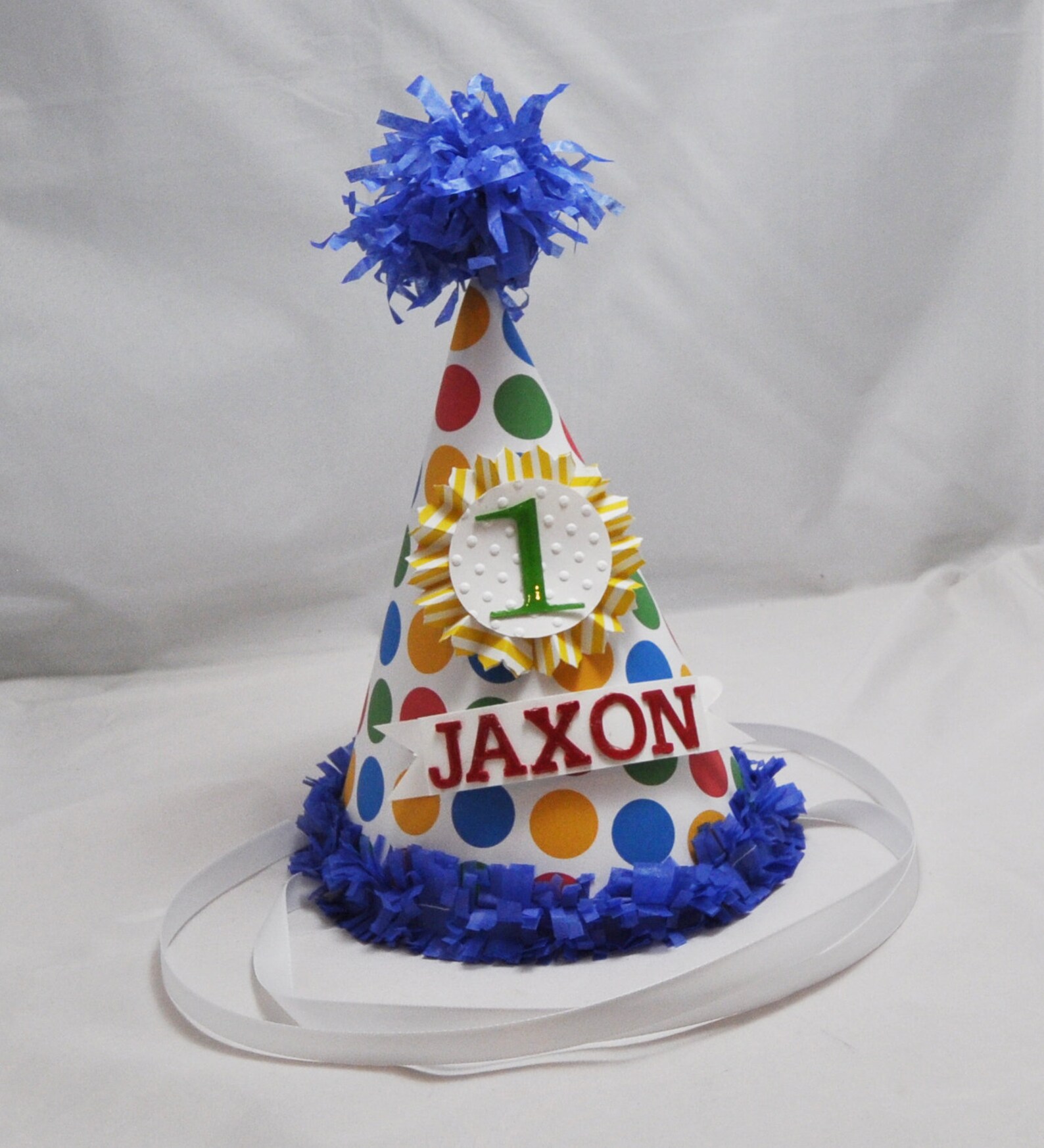 Primary Colors Party Hat Personalized, 1st First Birthday Baby Toddler ...