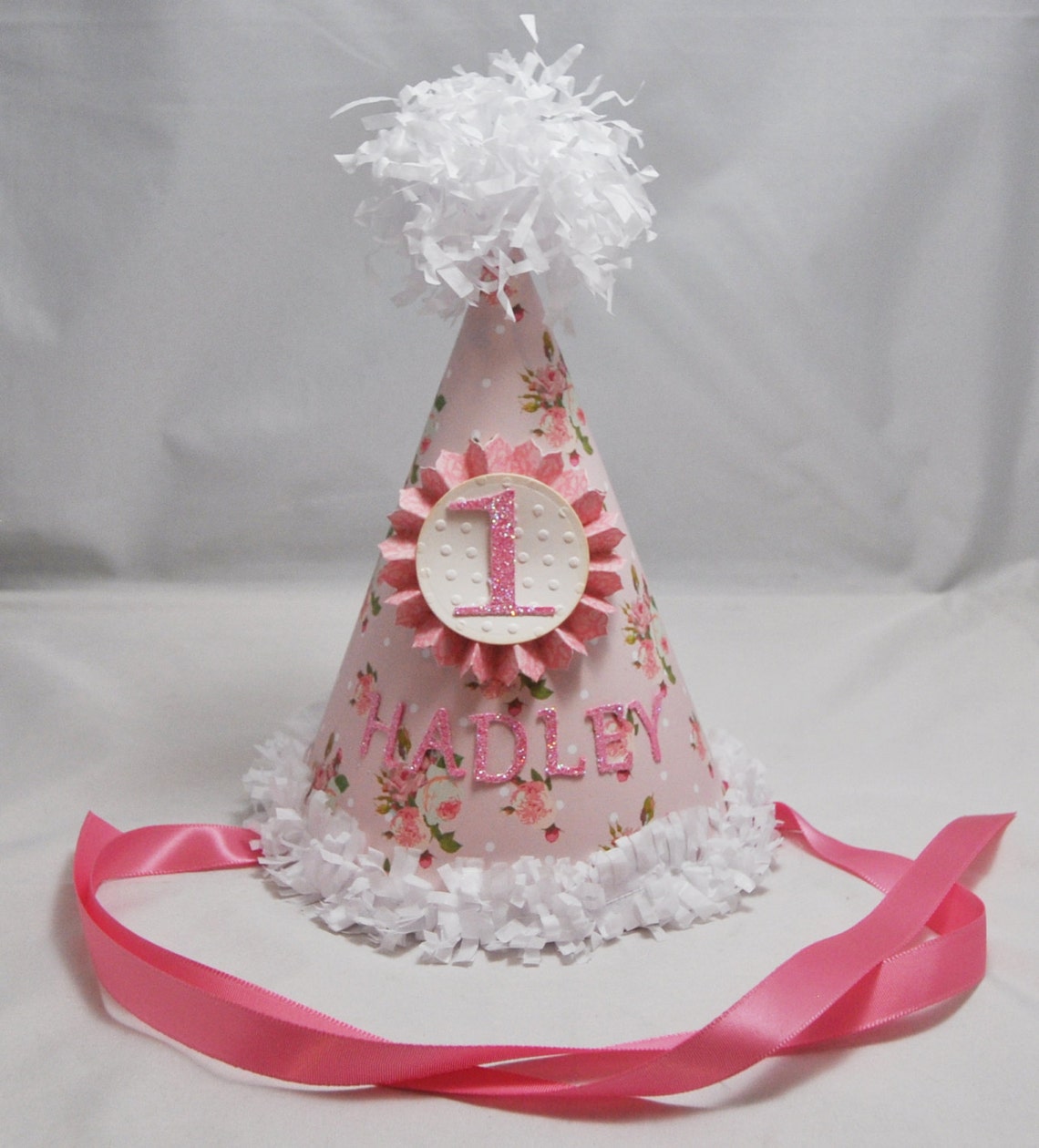 Floral Party Hat Personalized Blue or Pink 1st First Birthday | Etsy