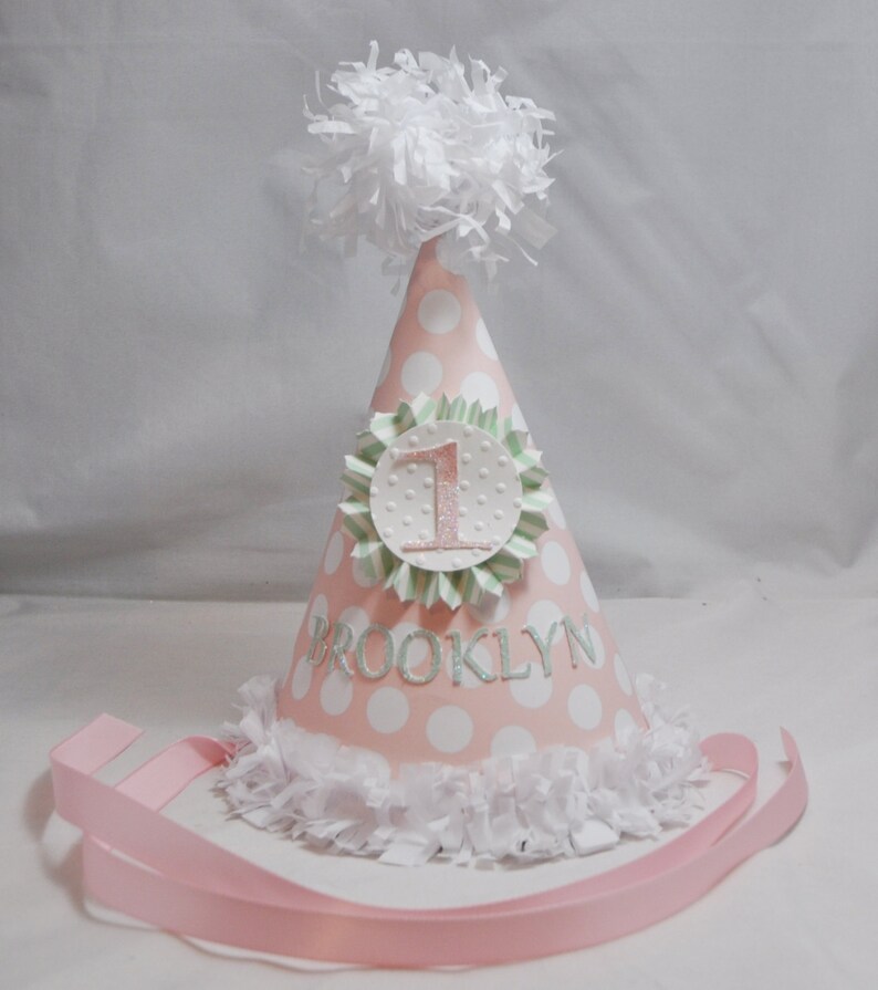 Shabby Chic Party Hat Personalized 1st First Birthday Baby | Etsy