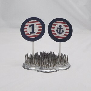 Mini Nautical Cupcake Toppers, Set of 12, Little Sailor Anchor 1st ...