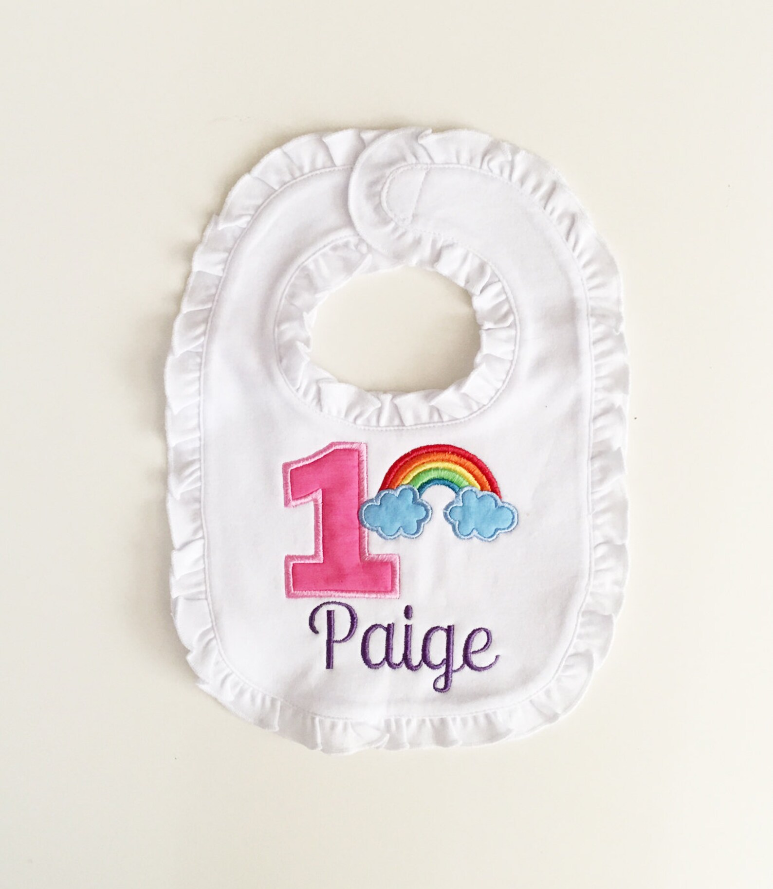 Rainbow Baby Bib and Cake Topper Set, Toddler Girl or Boy, First 1st ...