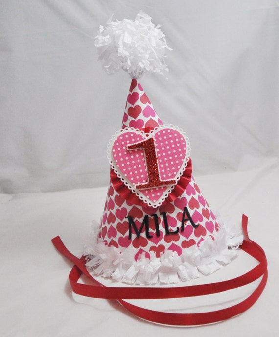 Personalized Valentine Heart Party Hat 1st First Birthday | Etsy