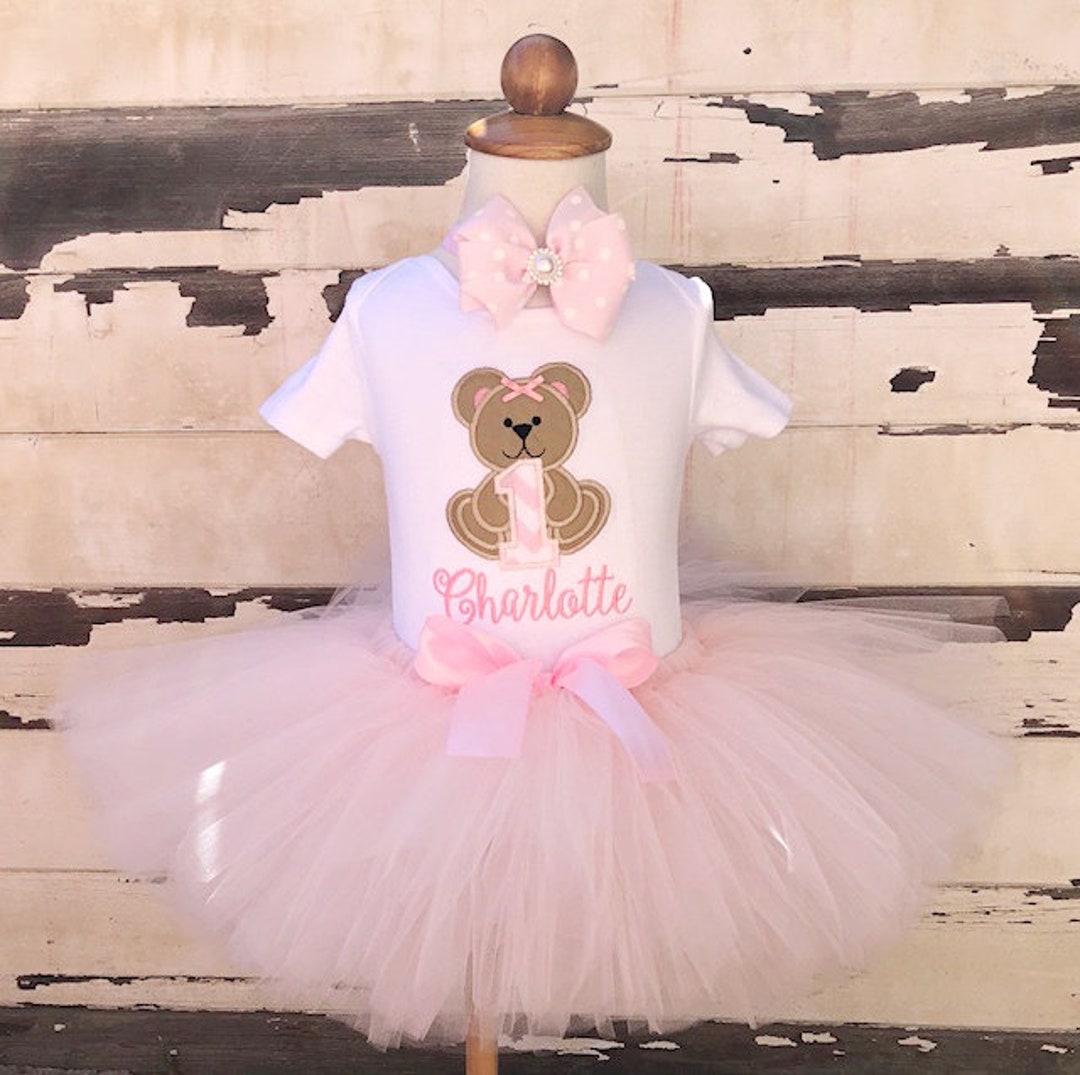 Teddy Bear Tutu Outfit, 1st First Birthday Girl, Personalized Bodysuit ...