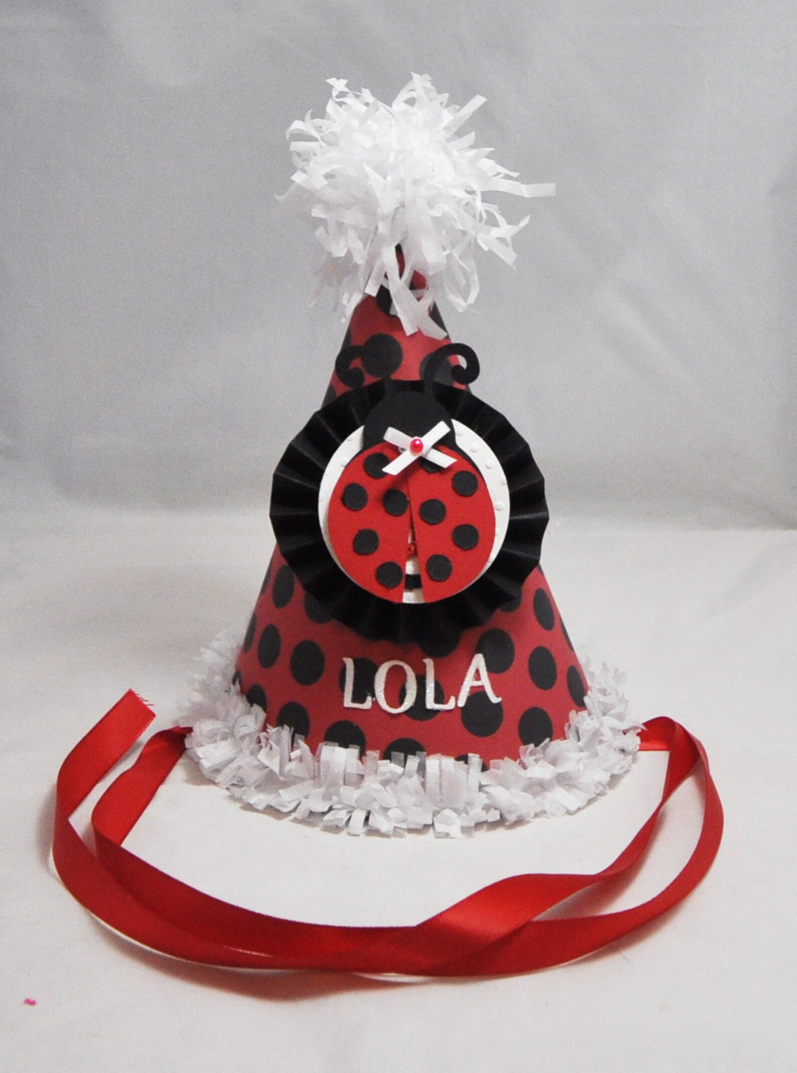 Personalized Ladybug Party Hat, First 1st Birthday Baby Toddler Girl ...