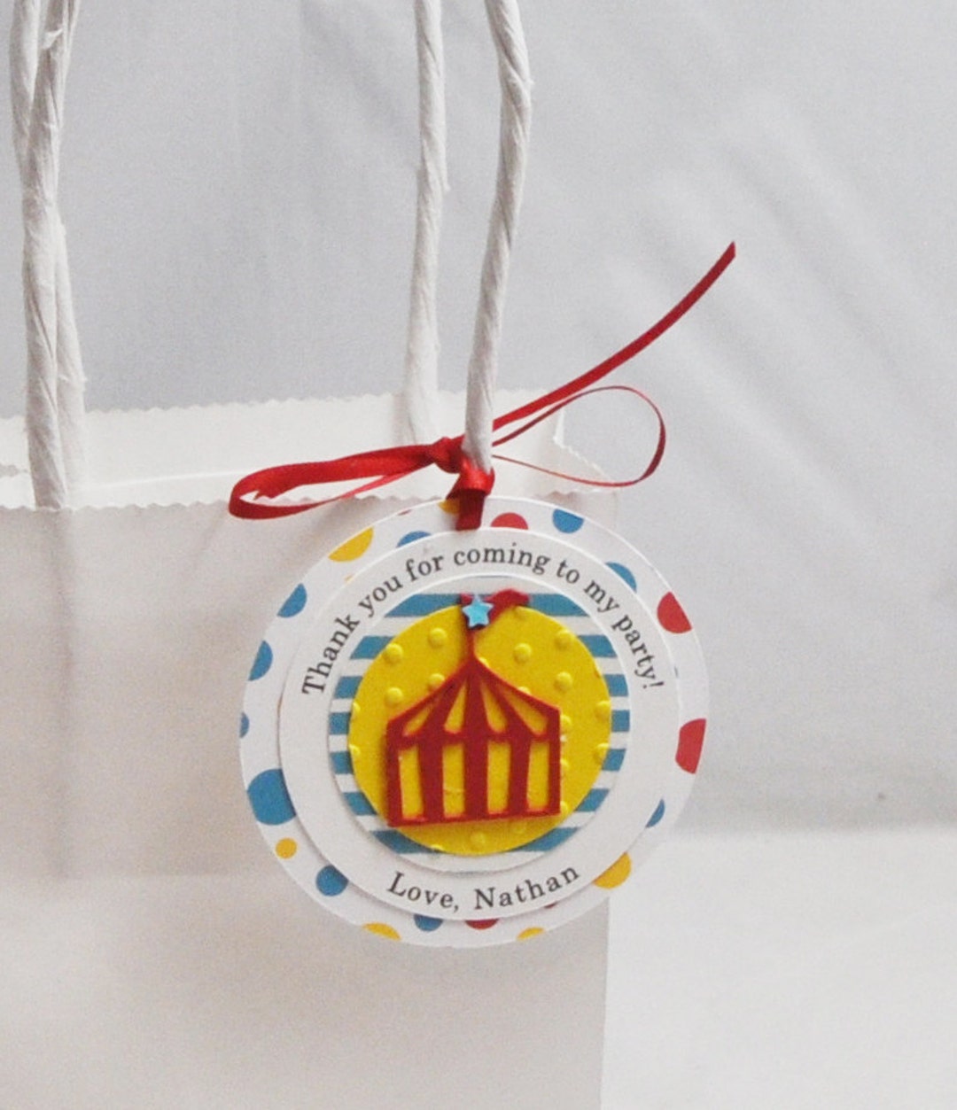 Circus Tent Thank You Favor Bag Tags Personalized, Set of 12, Under the ...