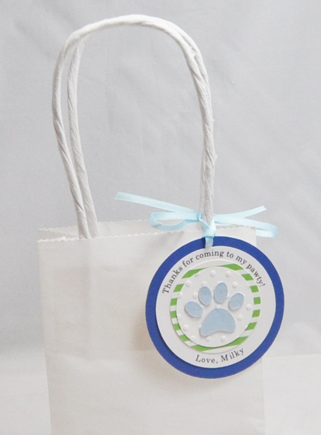 Personalized Dog Paw Thank You Favor Bag Tags Set of 12, Puppy Party ...