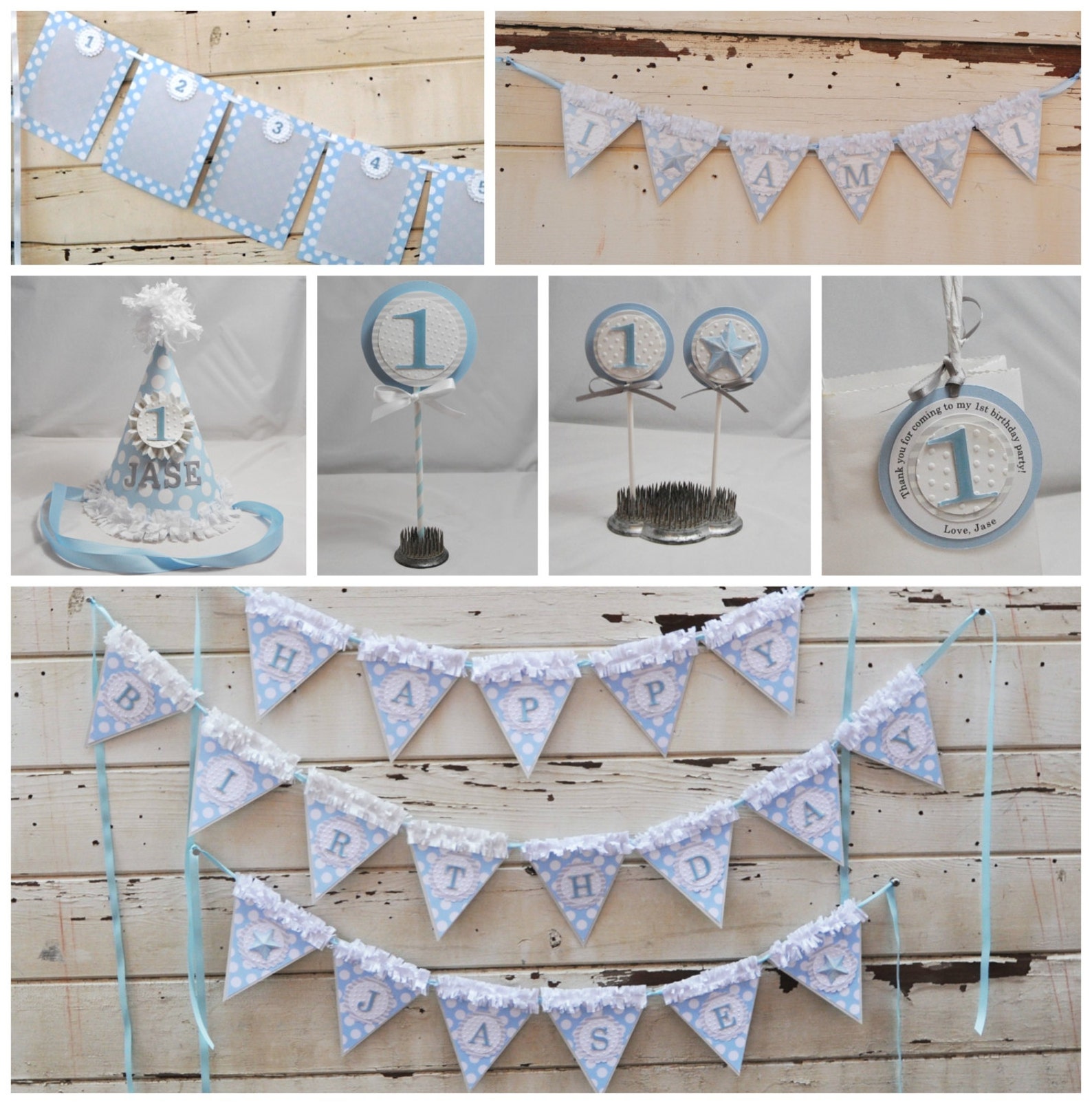 Boy Baby Blue Polka Dot Party Hat Toddler 1st Birthday Custom - Etsy