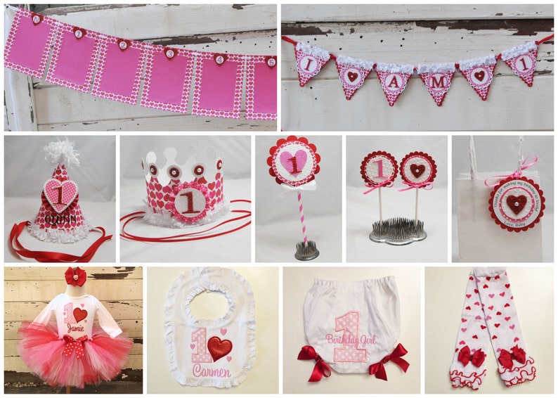 Personalized Valentine Heart Party Hat 1st First Birthday | Etsy