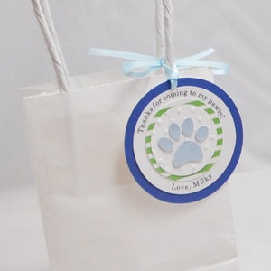 Personalized Dog Paw Thank You Favor Bag Tags Set of 12, Puppy Party ...