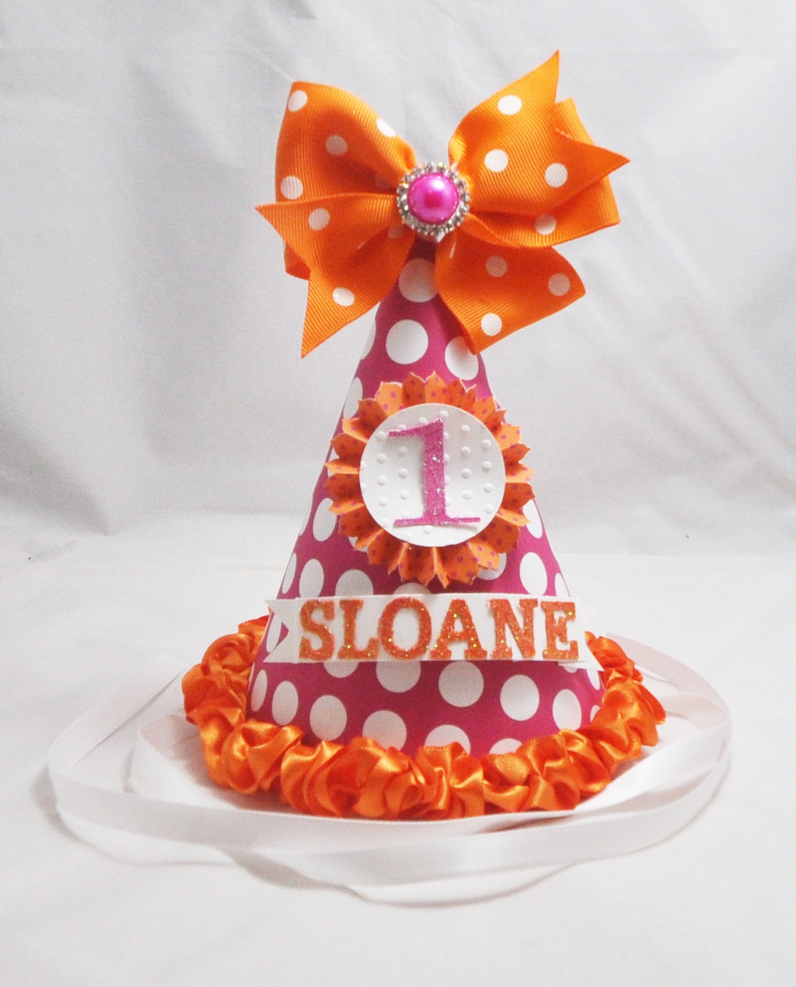 Pink and Orange Polka Dot Personalized Party Hat With - Etsy