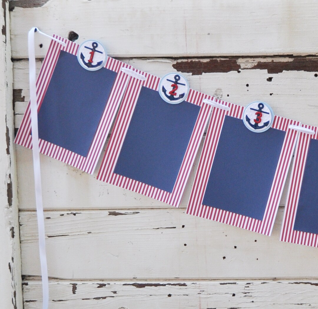 Nautical 12 Month Anchor Photo Banner, Baby Toddler Boy 1st First ...