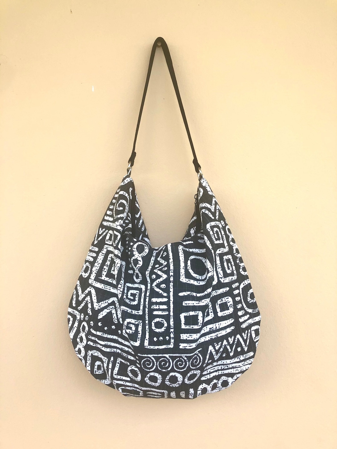 Black Ethnic Hobo Shoulder Purse Canvas Fabric Bag Tribal - Etsy