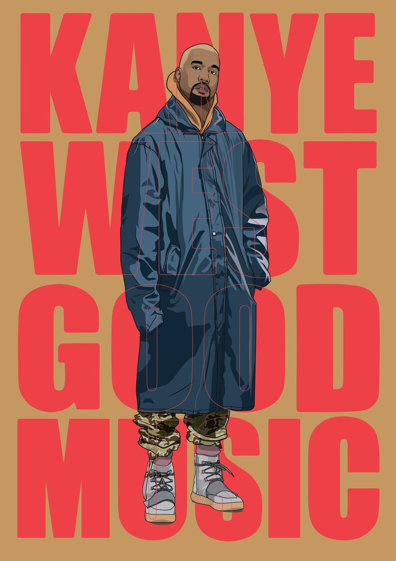 Kanye West Artwork Minimal Poster Canvas Matte Silk A1 A2 A3 A4 A5 A6 ...