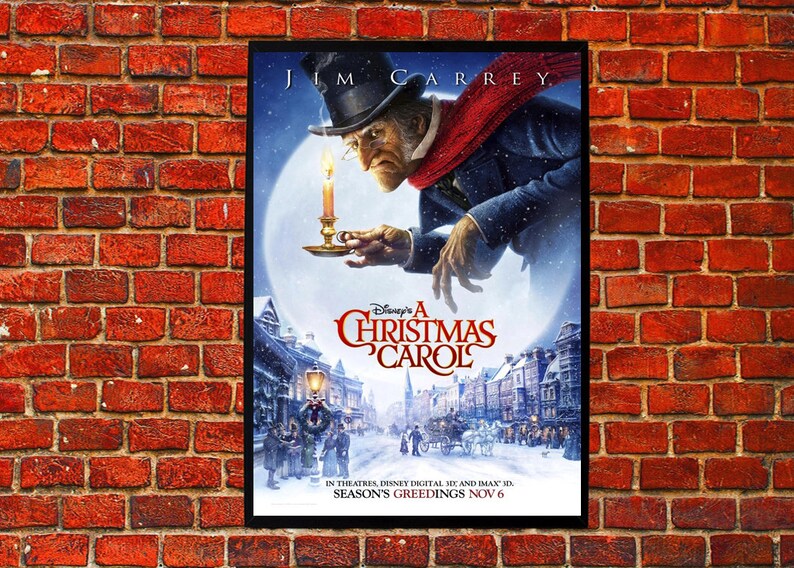 A Christmas Carol 2009 Animated Movie Poster Canvas Matte Silk A1 A2 A3 ...