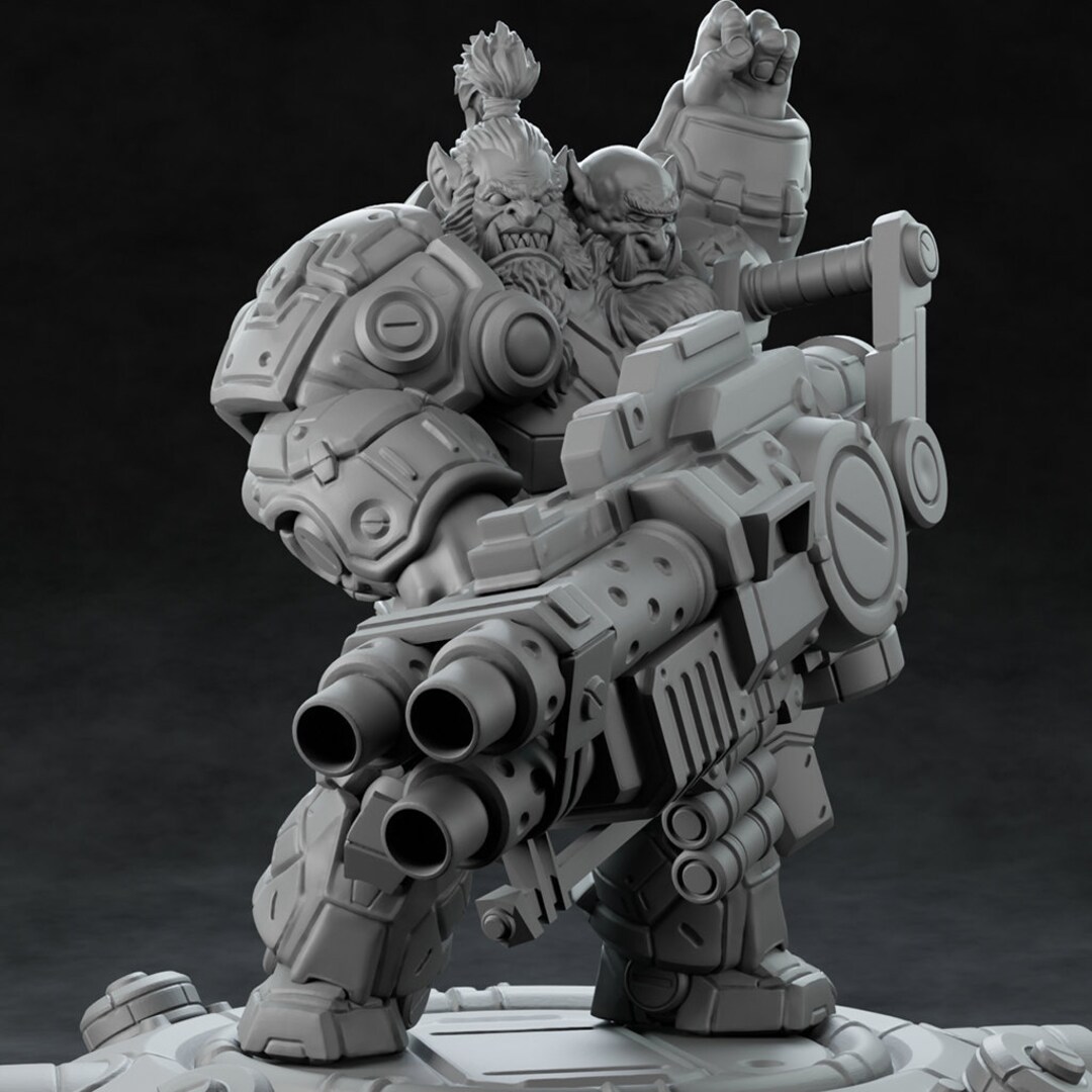 Space Orks Heavy Gunner War Game Mini. 32mm, 75mm Custom Scale ...