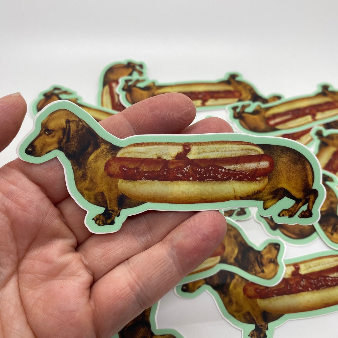 Wiener Dog/hot Dog Vinyl Sticker-dachshund Breed W/hot Dog - Etsy