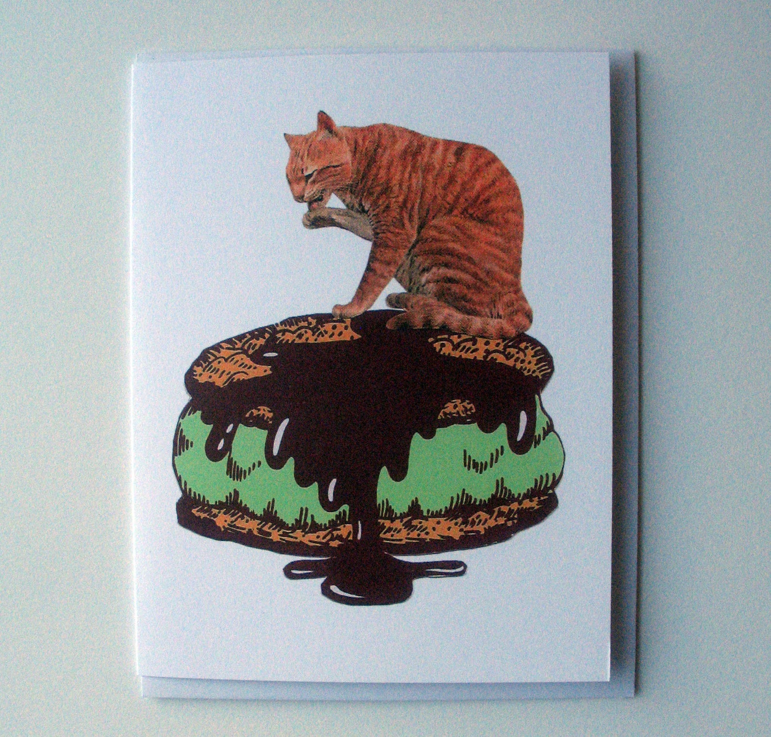 Cat on Ice Cream Sandwich Greeting Card - Etsy