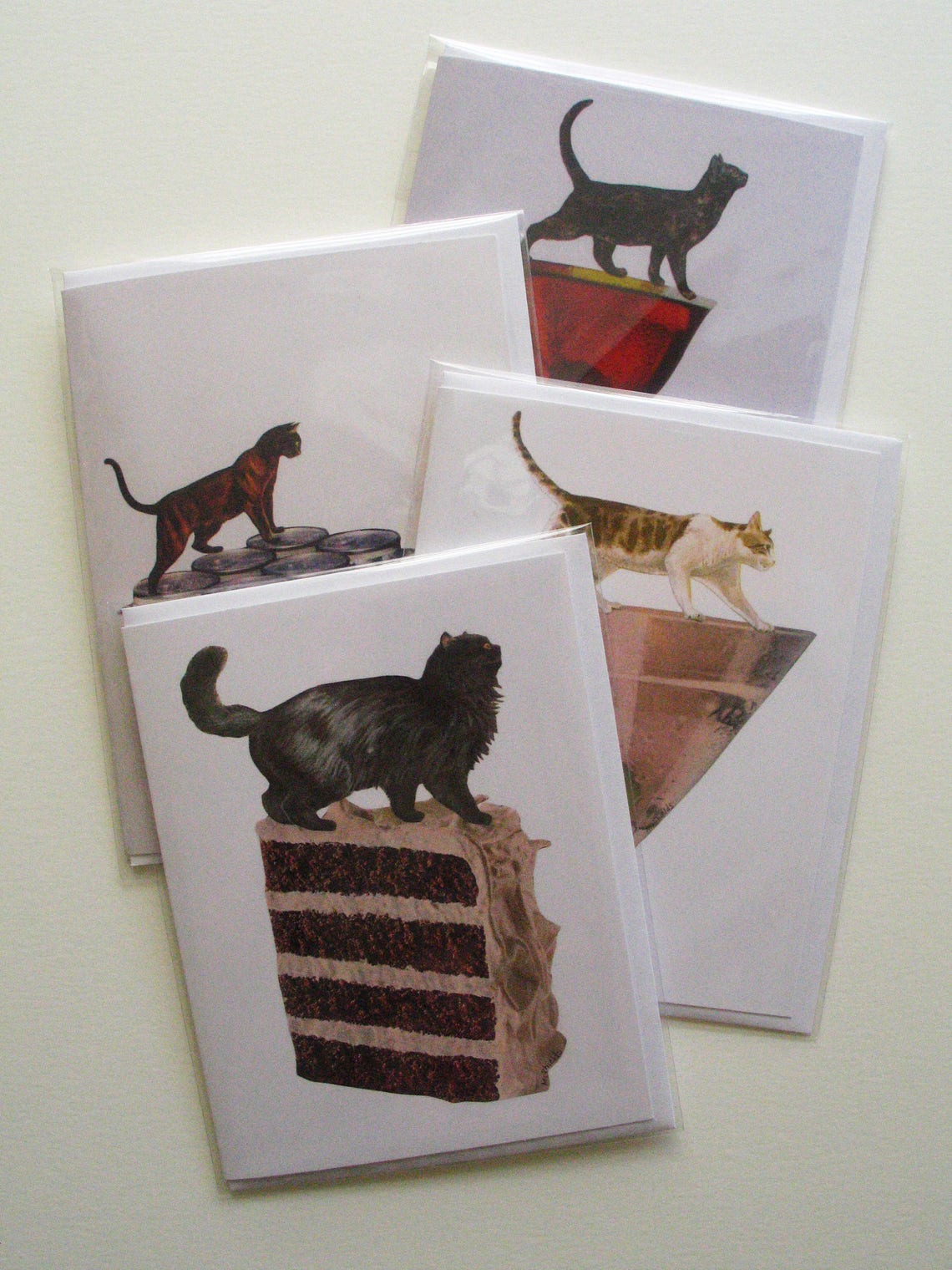 Black Cat on 3 Olive Martini Glass Greeting Card - Etsy