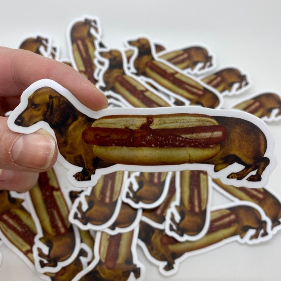 Wiener Dog/hot Dog Vinyl Sticker-dachshund Breed W/hot Dog | Etsy