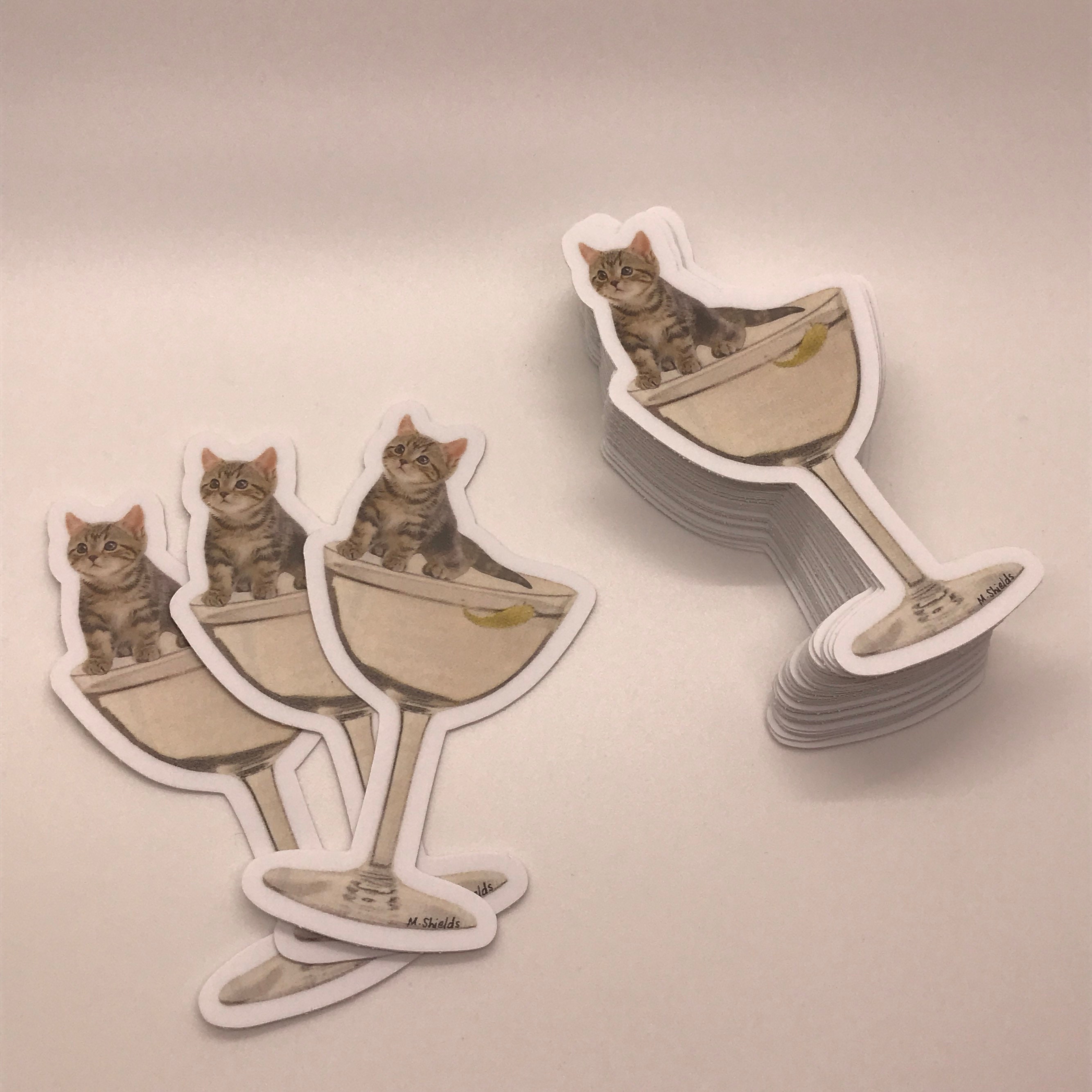 Cat on Cocktail Vinyl Sticker-Kitten on Vintage Martini Glass | Etsy