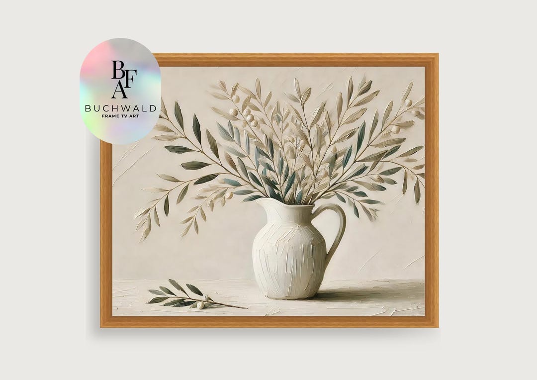 Printable Art | Rustic Still Life Painting of Olive Tree Branches in ...