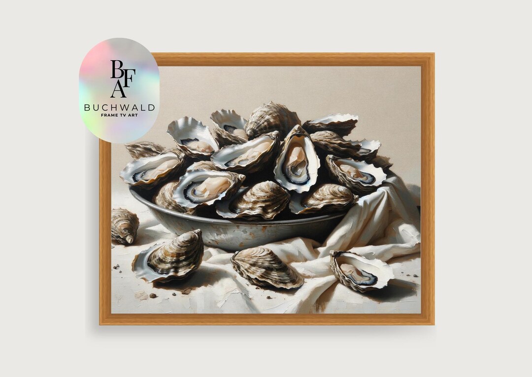 Printable Art | Rustic Still Life Painting of Oysters and Linens ...
