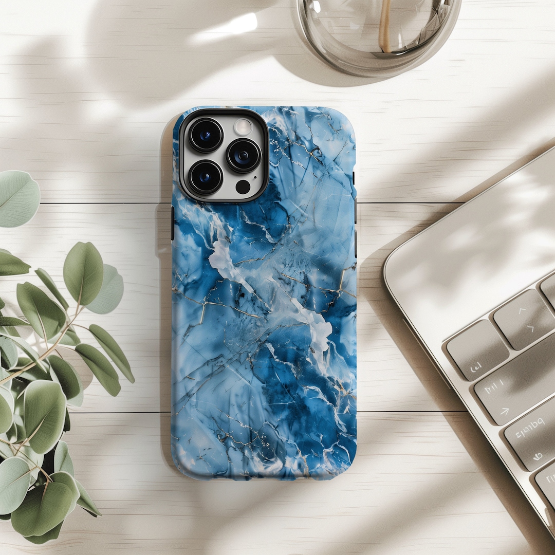 Sapphire Blue Marble Phone Case, Aesthetic Case, iPhone 15 14 13 12 11 ...