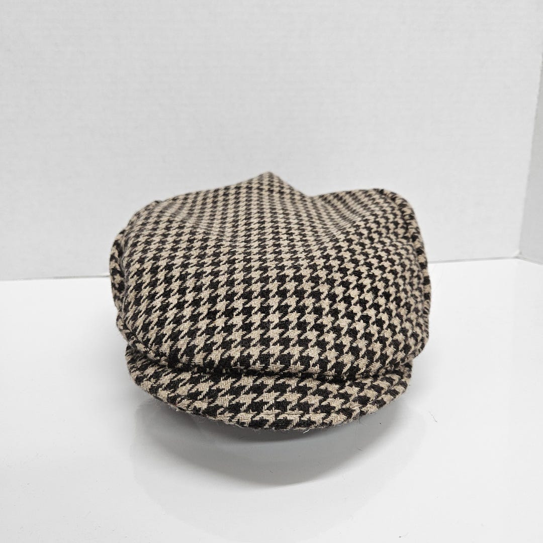 Flat Cap Handmade With Vintage Houndstooth, Upcycled - Etsy