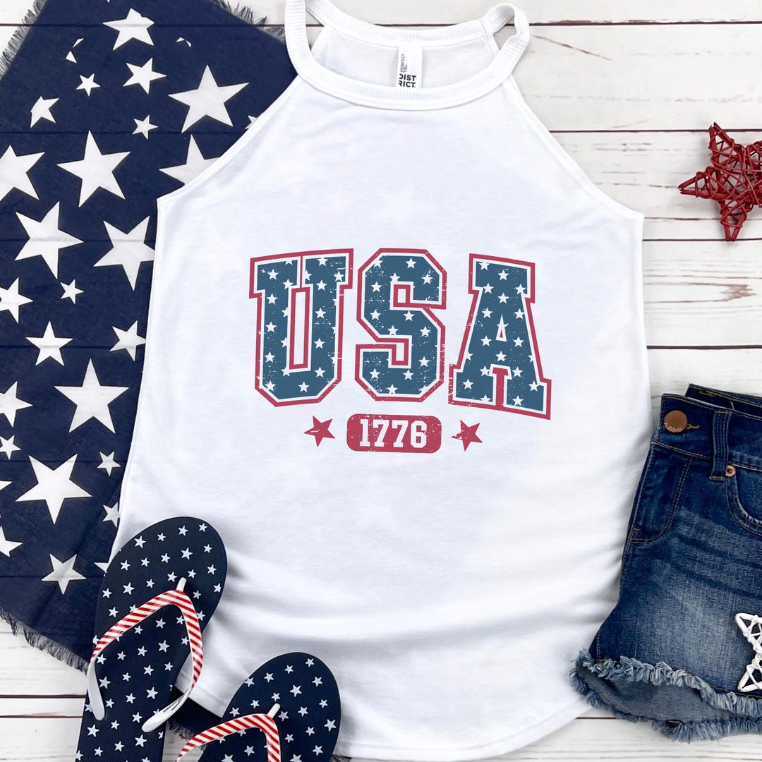 USA 1776 Tank Top | Vintage Patriotic Sleeveless Shirt - Etsy