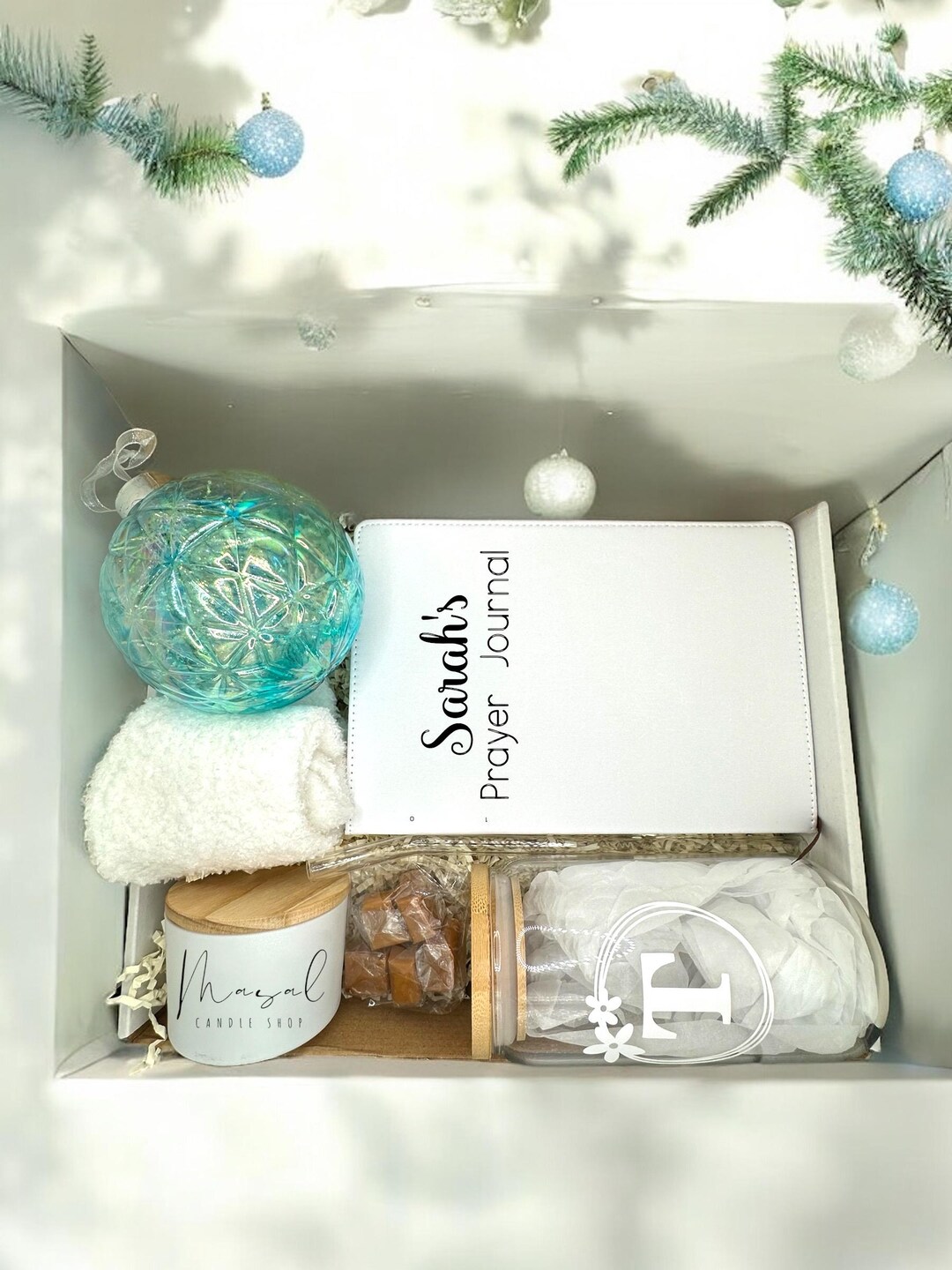 Personalized Christmas Gift Set Custom Tumbler, Custom Journal, Scented ...