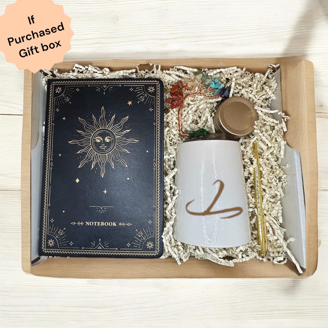 Spiritual Gift Box With Sun & Moon Journal, Sleek Gold Pen, Candle ...