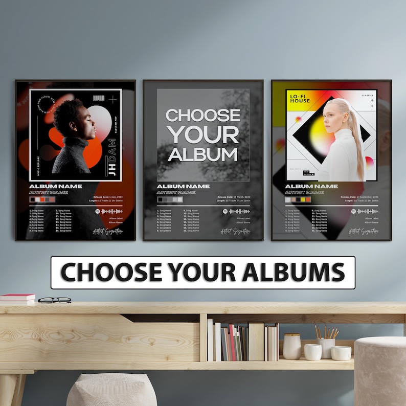 Custom Album Wall Art | Set of 3 Posters | Choose Your Own Music Print ...