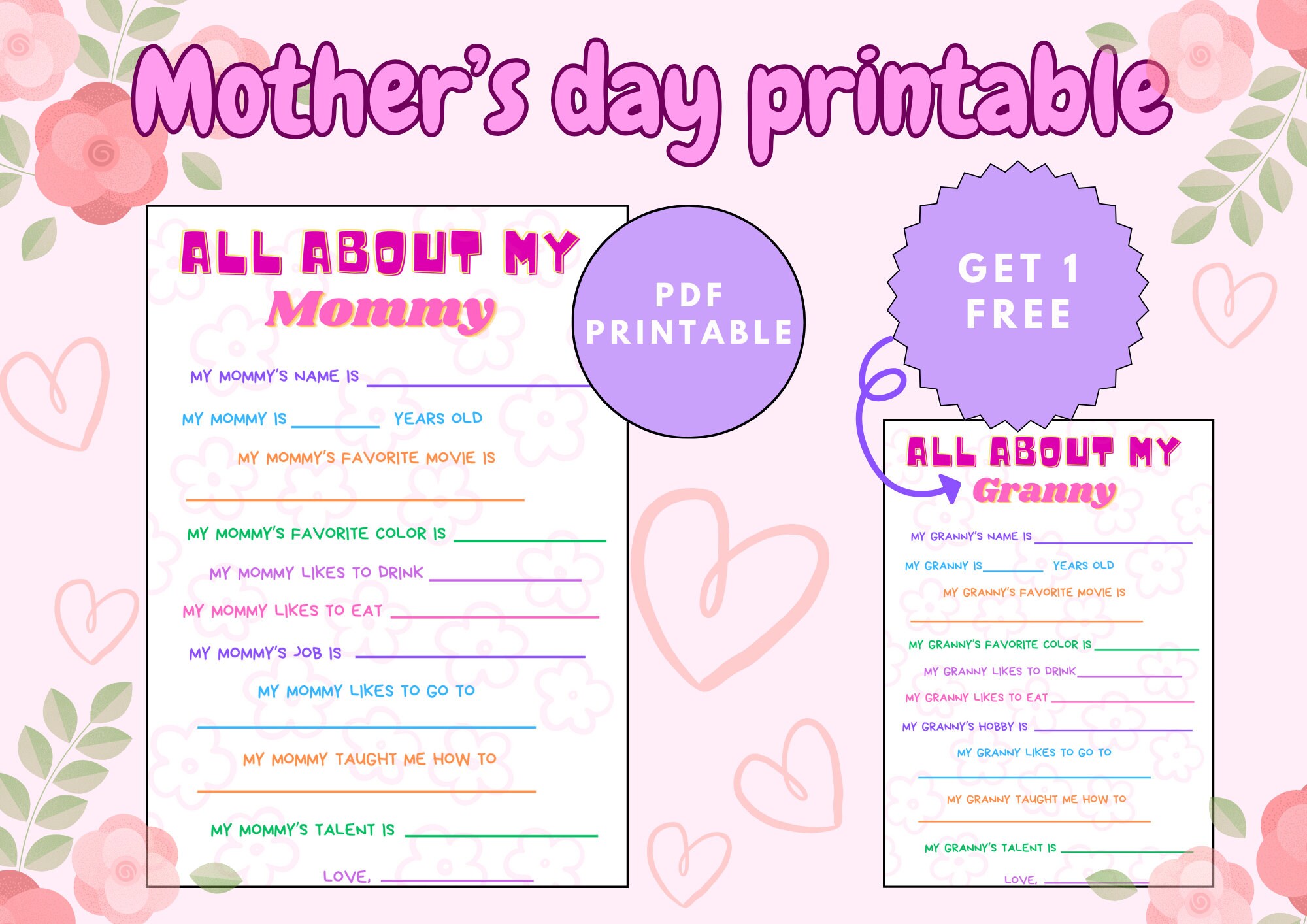 Todo Sobre Mamá Plantilla De Relleno, Imprimible Día De La Madre ...