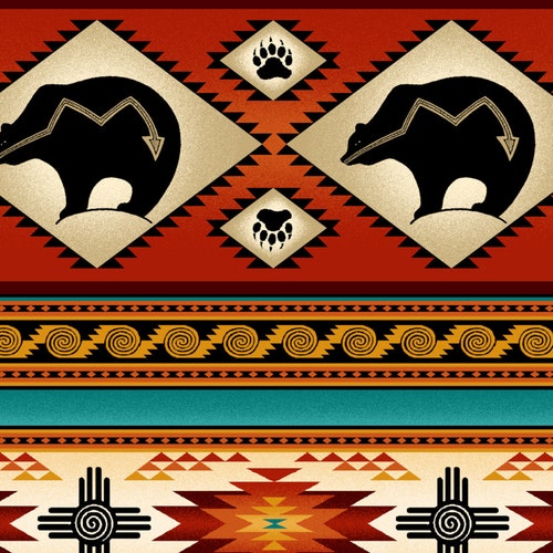 Elizabeth Studios Native Pattern Wolves Gray 1 Yard - Etsy