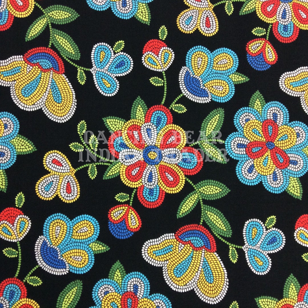 Elizabeth Studios Native Pattern Beaded Flowers Black 1 Yard - Etsy