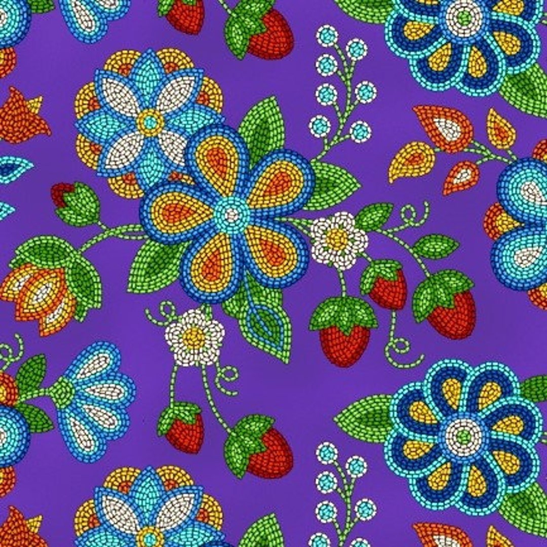 Elizabeth Studios Native Pattern Beaded Strawberry Flowers, Purple 1 ...