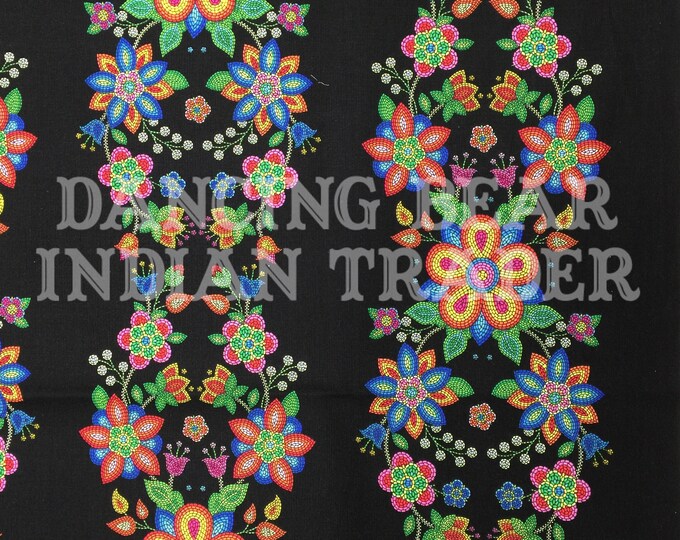 Elizabeth Studios Native Pattern Beaded Stripe, Black 1 Yard 100% ...