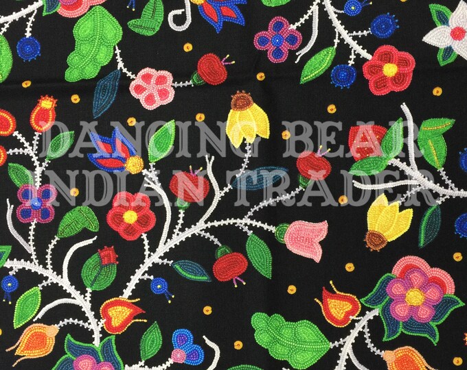 Elizabeth Studios Spring Majesty Beaded Berries & Flowers Black 1 Yard ...