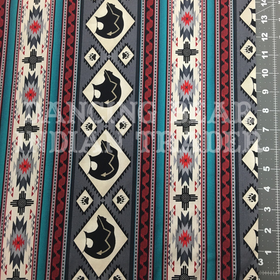 Elizabeth Studios Native Pattern Dancing Bear Stripe Grey 1 - Etsy