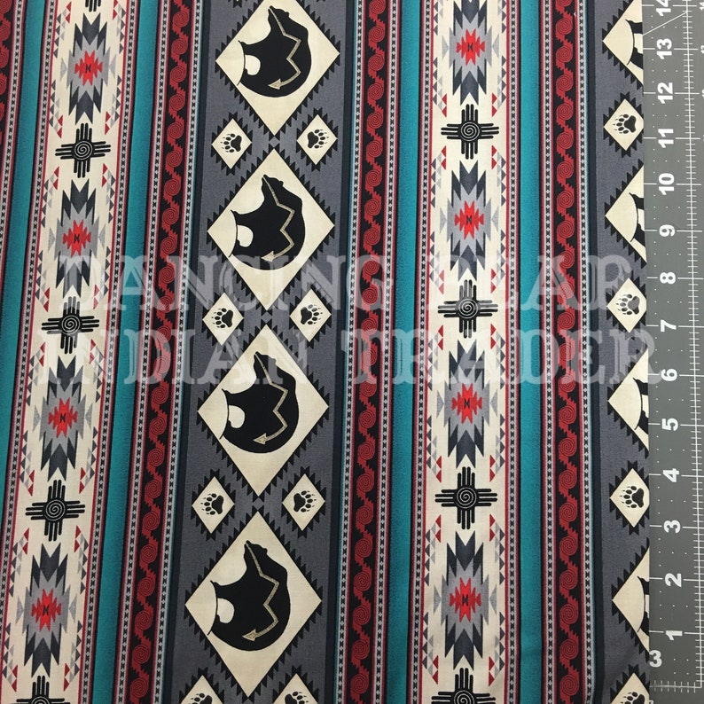 Elizabeth Studios Native Pattern Dancing Bear Stripe Grey 1 - Etsy