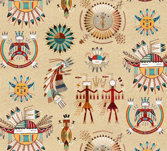 Elizabeth Studios Native Pattern Sand Painting 1 Yard | Etsy